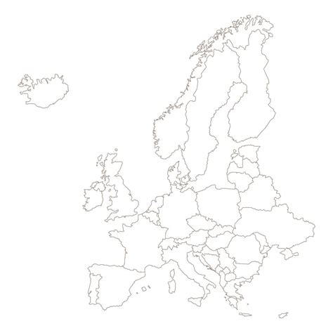 Europe Outline Map Hand Draw Detailed Europe Continent Map With