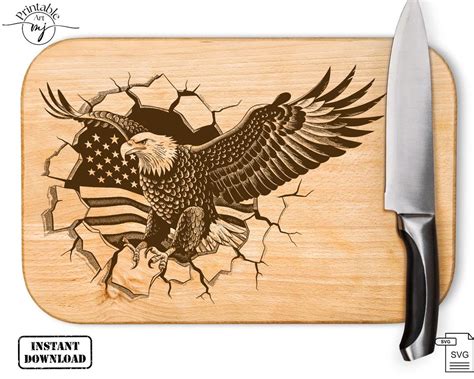 Eagle Flag Charcuterie Board Svg 3d Illusion Laser Cut File Etsy