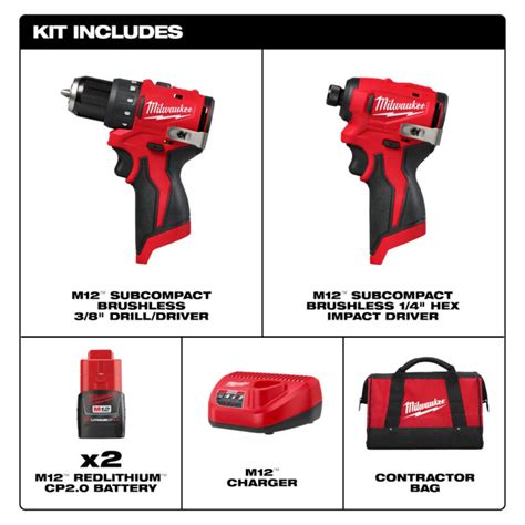 Milwaukee M12™ Subcompact Brushless 2 Tool Combo Kit 3494 22