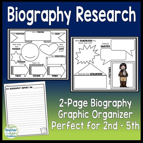 Printable Biography Template 2 Page Biography Graphic Organizers
