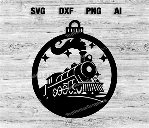Train Ornament Cut File Polar Express Ornament Graphic Silhouette