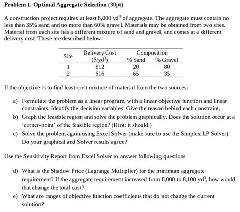 Solved Problem 1 Optimal Aggregate Selection 30pt A