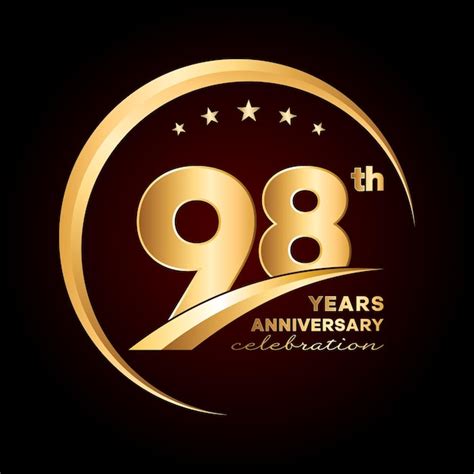 Premium Vector 98th Anniversary Template Design With Gold Color Number And Ring