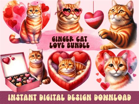 Ginger Cat Love Clipart Graphic By Gingers Artspace · Creative Fabrica