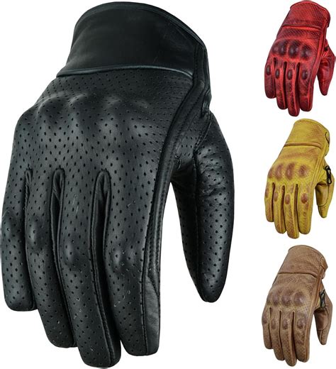 Mens Perforated Leather Motorcycle Gloves For Riding Ebay Motors
