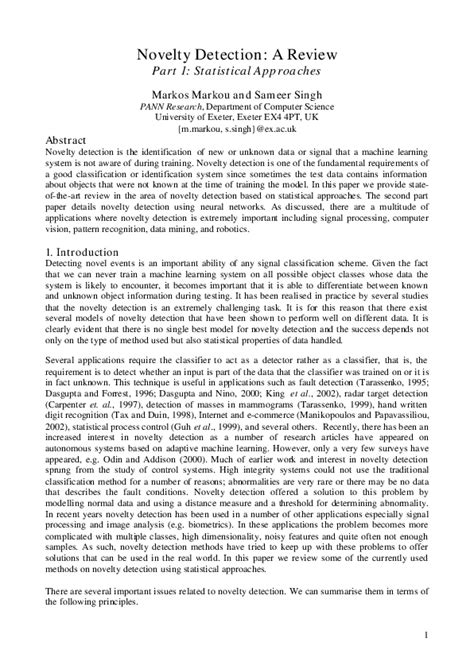 Pdf Novelty Detection A Review Part 1 Statistical Approaches