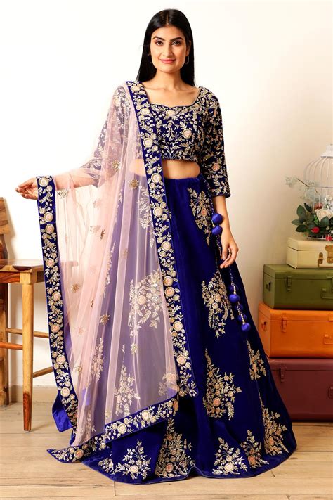 Pink And Blue Lehenga