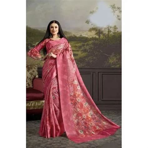 Casual Wear Fancy Digital Print Cotton Sarees With Blouse Piece 630