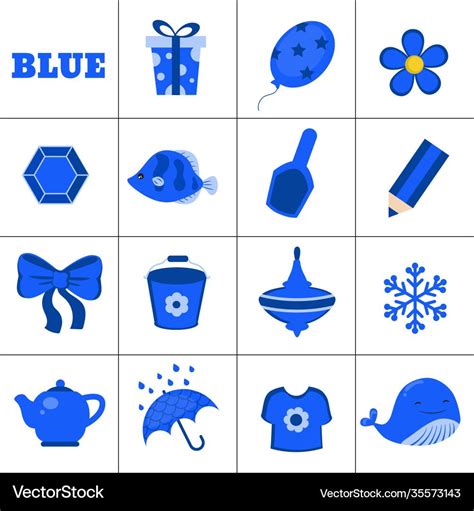 Learn The Color Dark Blue Objects Education Set Illustration Of Primary Colors Download A