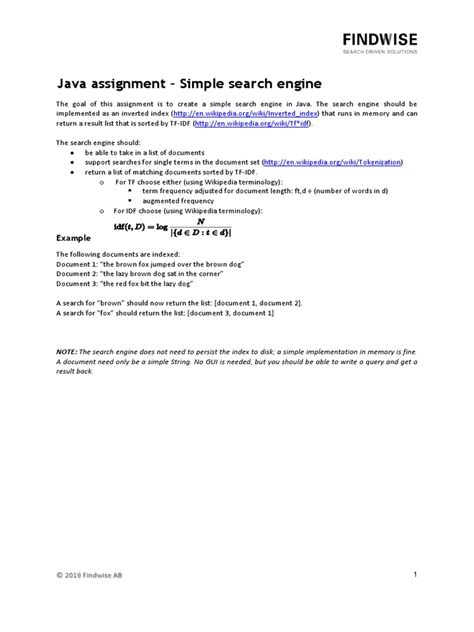 Java Assignment Simple Search Engine Pdf