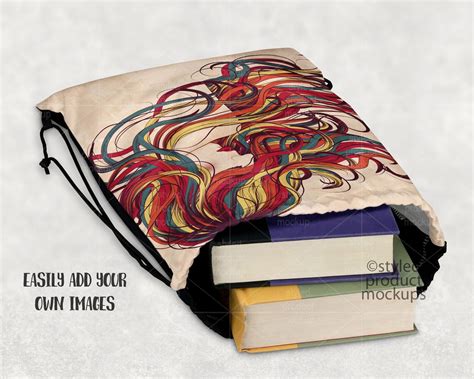 Drawstring Backpack Template Mockup Add Your Own Image And Etsy