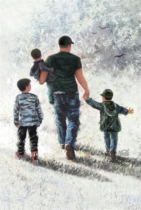 Father Three Sons Walking Painting By Vickie Wade Pixels