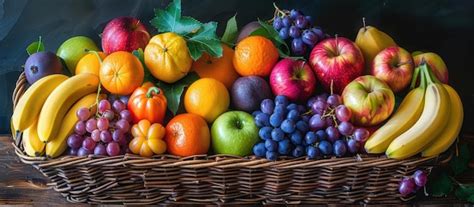 Assorted Fruit Basket Premium Ai Generated Image