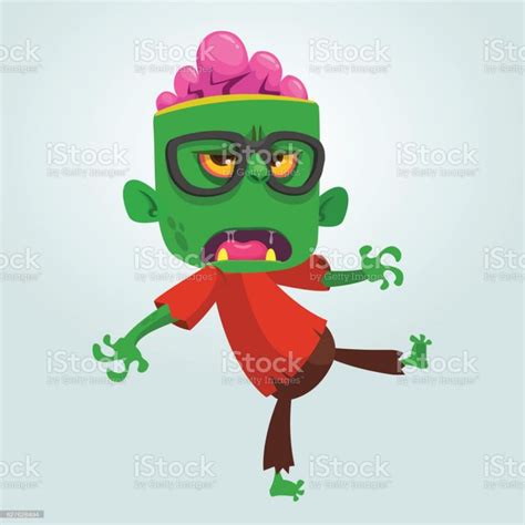 Cartoon Zombie Nerd With Glasses Halloween Vector Illustration Of