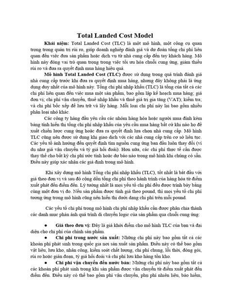 Total Landed Cost Model Pdf