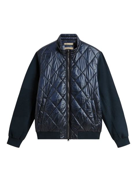 Woolrich Quilted Knit Panel Jacket Blue Farfetch Au