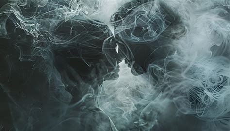 Ghostly Bodies Intertwined Faces Kissing Surreal Cinematic Lighting