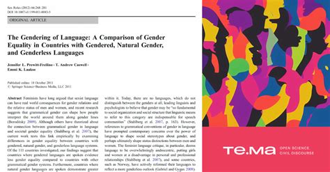 The Gendering Of Language A Comparison Of Gender Equality In Countries