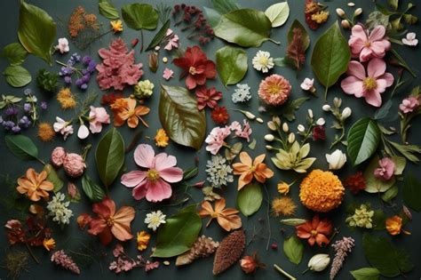 Premium Ai Image Flowers Composition Dried Flowers On Gray Background