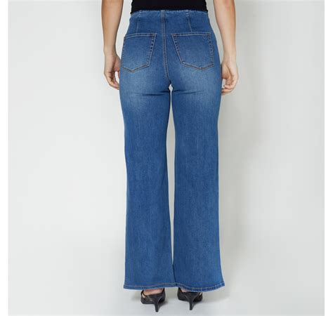 Diane Gilman Pull On Button Fly Wide Leg Jean Tsc Ca