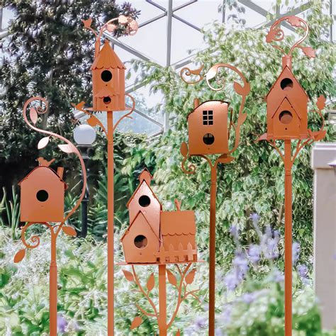 Volière Piquets De Jardin Avec Tige Mangeoire Pour Oiseaux Décoration