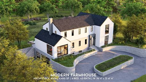 4 Bedroom Modern Farmhouse Plan 4400 Sq Ft Farmhouse Plans Modern