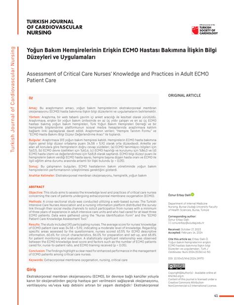 Pdf Assessment Of Critical Care Nurses Knowledge And Practices In Adult Ecmo Patient Care