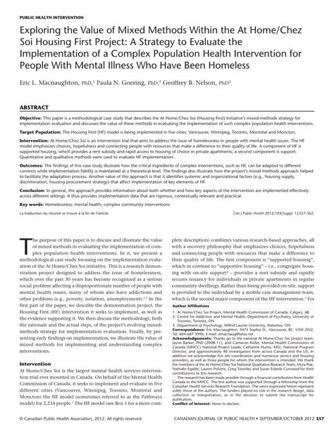 Pdf Exploring The Value Of Mixed Methods Within The At Homechez Soi
