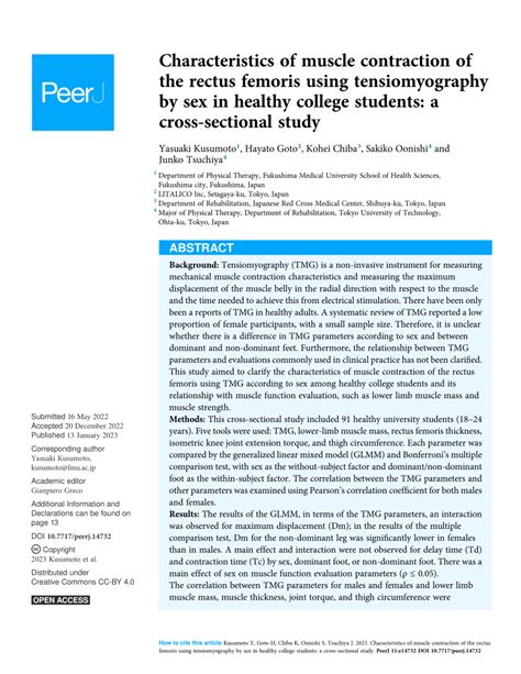 Pdf Characteristics Of Muscle Contraction Of The Rectus Femoris Using