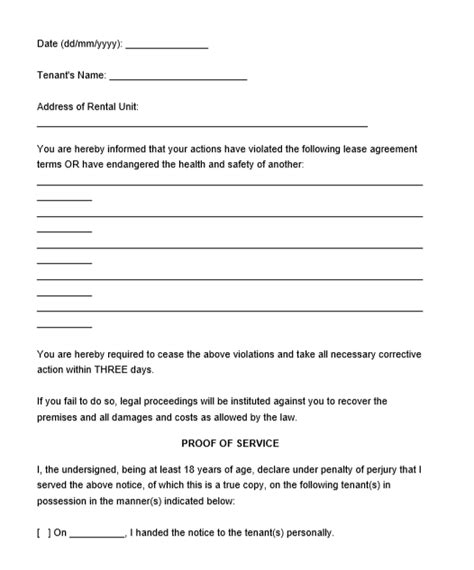 Eviction Notice Templates Free Printable Word Excel PDF Formats Samples Examples