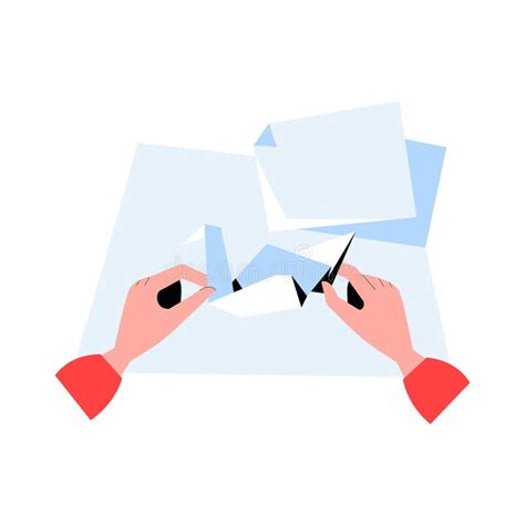 Hands Cutting Origami Paper In Flat Vector Illustration Symbolizing