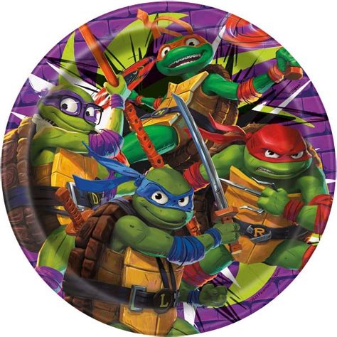 Tmnt Ninja Turtles Birthday Kit 16 Dessert Plates And Dinosaur Sticker