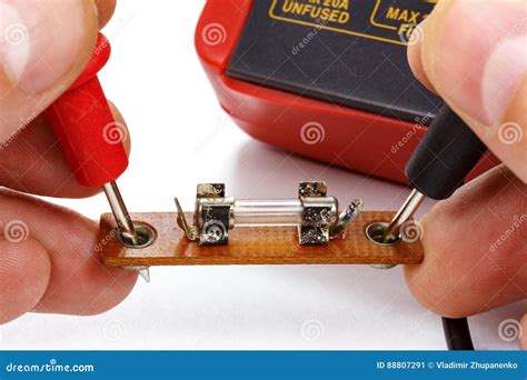 Test The Fuse With A Multimeter On A White Background Stock Image Image Of Power Probe 88807291