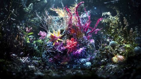 Synthetic Organisms In A Visionary Ecosystem Underwater Garden Digital
