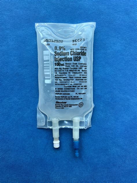 No Rx Required Iv Fluid Bag 09 Sodium Chloride Normal Saline Solu
