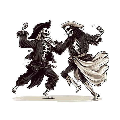 Grim Reaper And Pirate Dancing While Celebrating Halloween Spooky Costumes Friends Party
