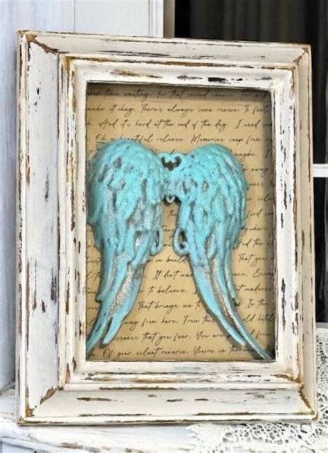 Original Angel Wings Mixed Media Art Shadow Box Assemblage Wall Hanging