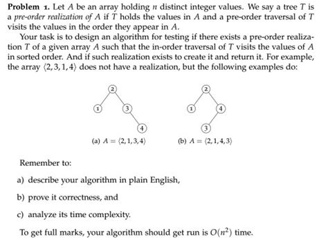 Solved Problem Let A Be An Array Holding N Distinct Chegg