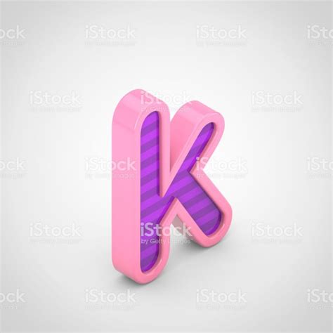 Pink Letter K Lowercase With Violet Stripes 3d Rendering Isometric