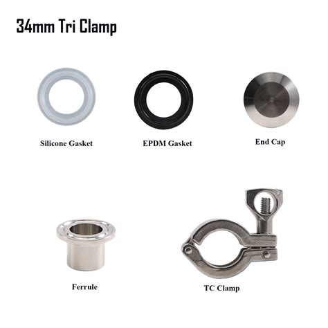 34mm Tri Clamp End Cap Ferrule Gasket Clamp Tri Clover Tc Stainless