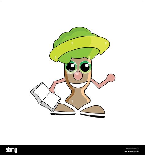 Cute Cartoon Style Mascot Tree Of Knowledge Holding A Book Vector Illustration Stock Vector