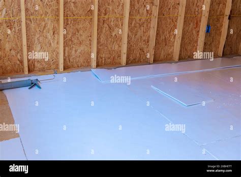 In New House Inside Expanding Polystyrene Is Installed For Floor