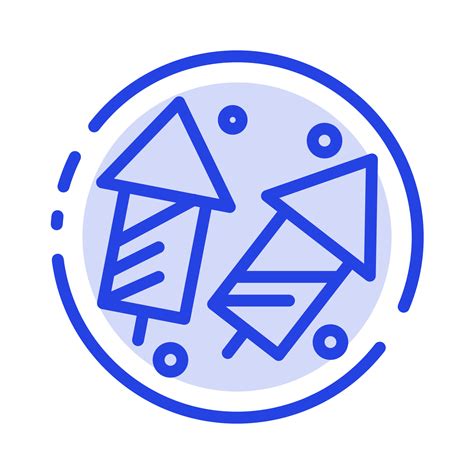 Celebrate Christmas Crackers Diwali Fireworks New Year Blue Dotted Line Line Icon 14334445
