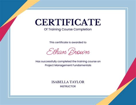 Course Completion Certificate Template
