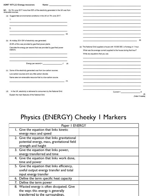 Physics Y10 Pdf World Energy Resources Renewable Energy