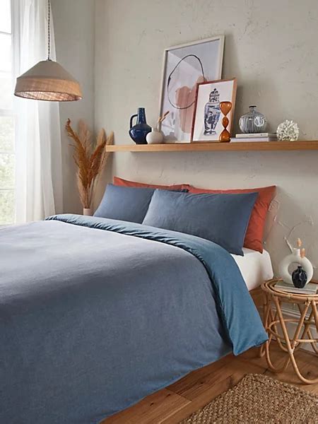 Shadow Stripe Duvet Set With Frilled Edge Home George At Asda