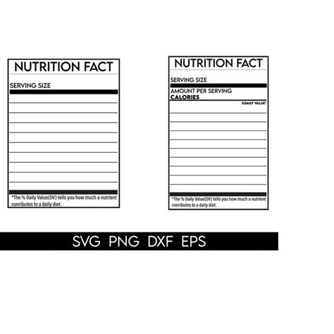 Nutrition Facts Svg Nutrition Facts Clipart Blank Template Inspire Uplift