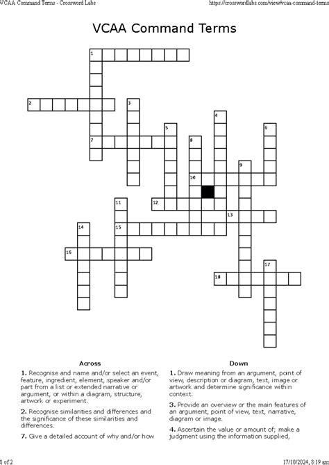 Vcaa Command Terms Crossword Labs Revision Vcaa Command Terms Across Recognise And Name And