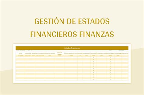Plantilla De Excel Gestión De Estados Financieros Finanzas Y Hoja De