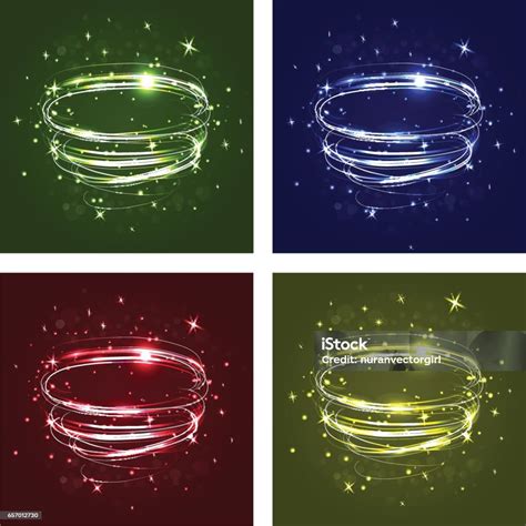 동그라미 빛 라인 효과 교차 하는 네온 마법의 불 링의 집합입니다 0명에 대한 스톡 벡터 아트 및 기타 이미지 0명 곡선 공휴일 Istock